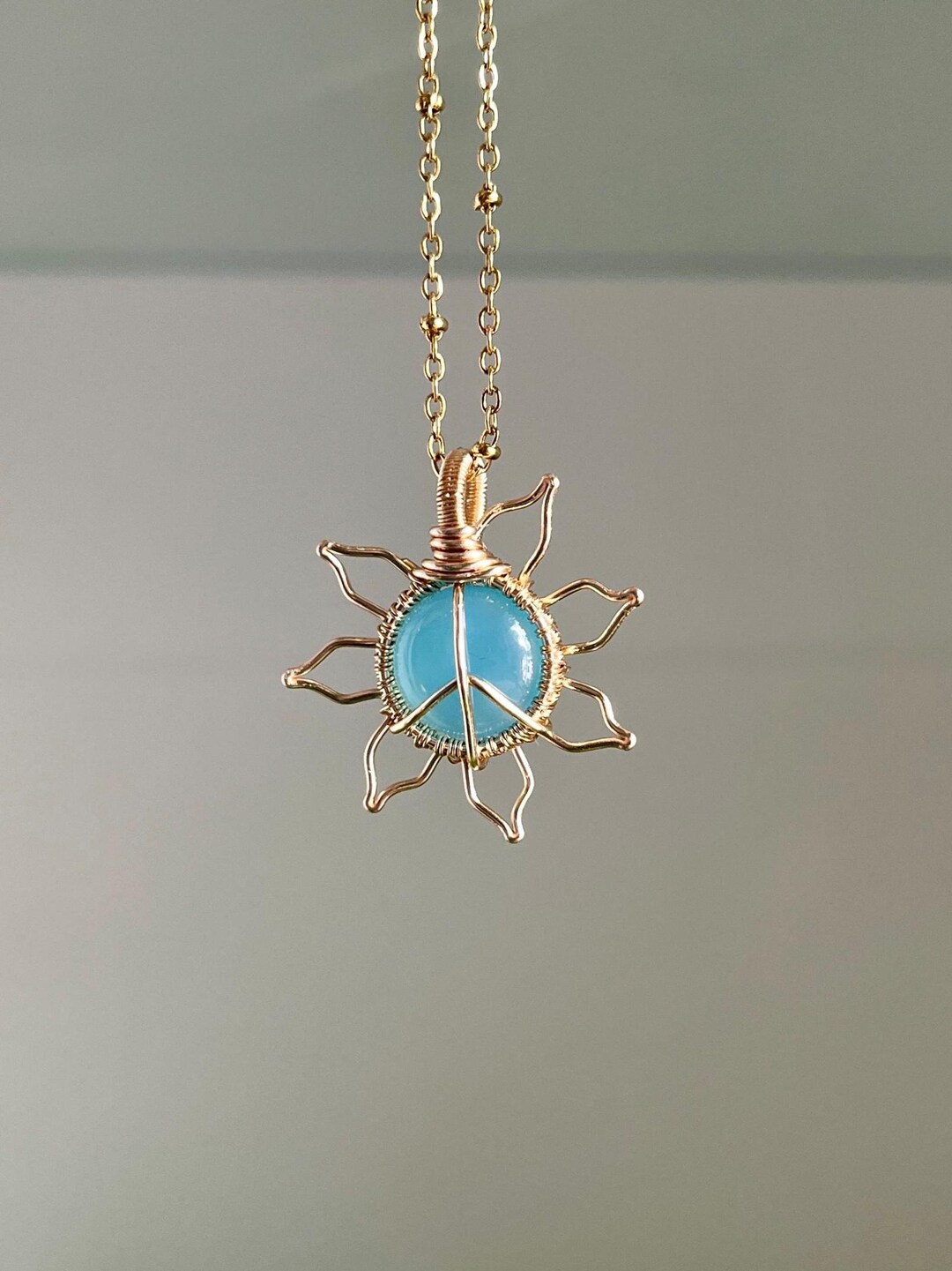 Mini Blue Onyx Peace Sign Sun - Etsy