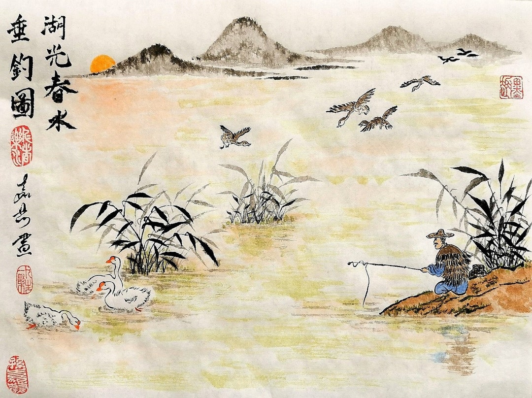 Original Sumi-e Landscape Painting / Chinese Traditional Art / Hand ...