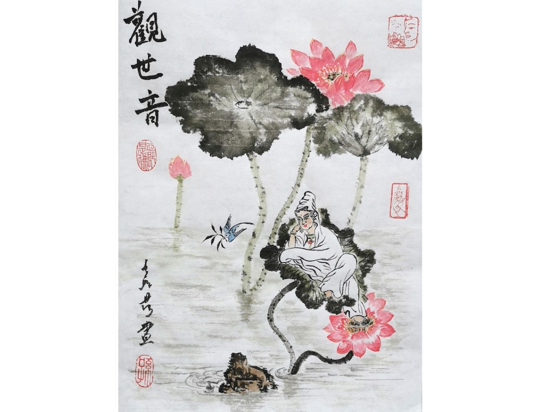 Original Sumi-e Painting/ Chinese Traditional Art / Buddhism Portrait ...