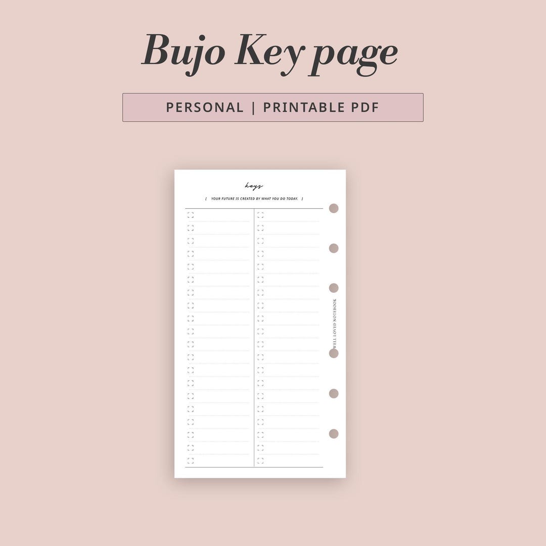 Personal - Bullet Journal Key Page Printable | Bujo Template for Ring ...
