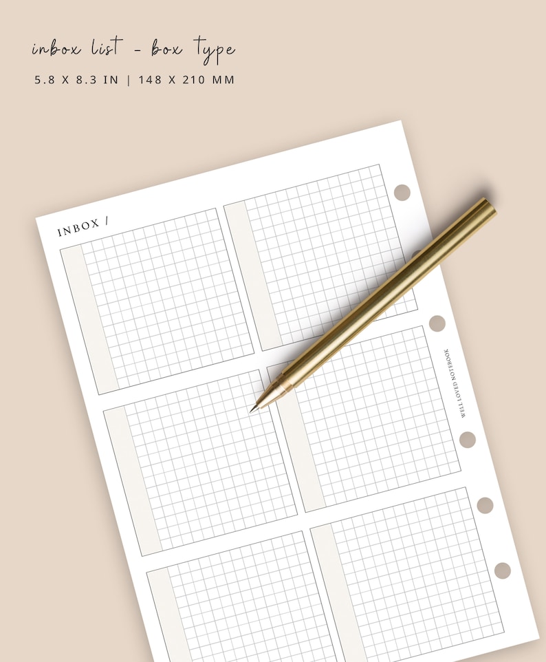 A5 - Inbox Planner Printable [box Type] | Brain Dump Template ...