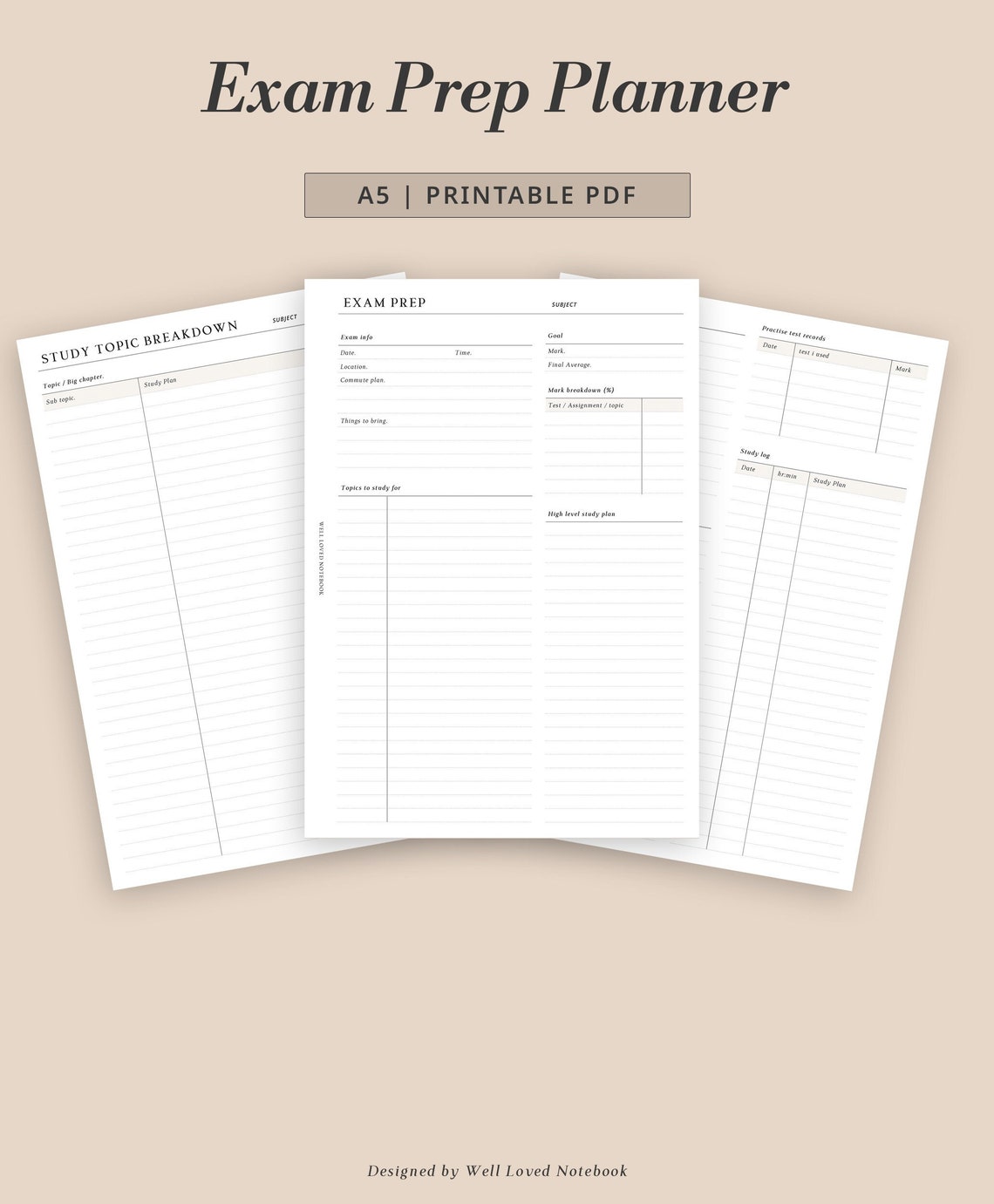 A5 - Exam Preparation Planner Printable | Unit Study Planner for ...