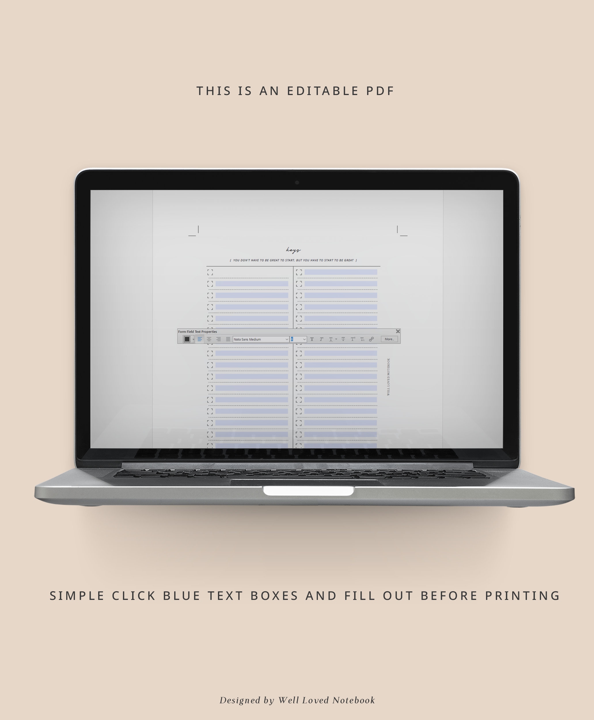 A5 - Bullet Journal Key Page Printable | Bujo Template for Ring Planner ...