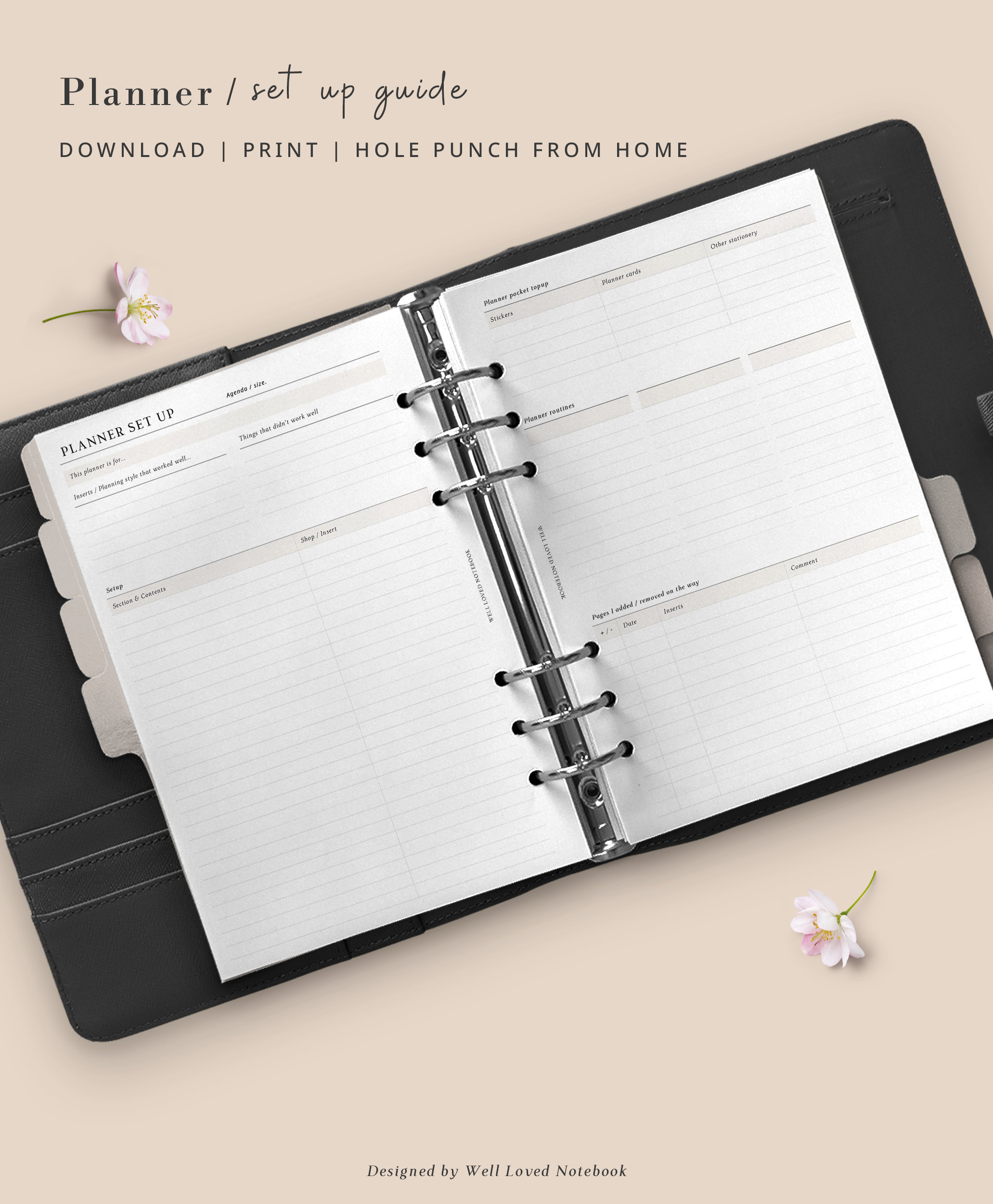 A5 - Planner Set up Template Printable | Agenda Section Guide ...