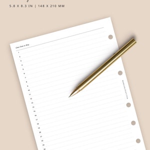 A5 - One Line a Day Printable | Monthly Lined Calendar Template | Daily ...