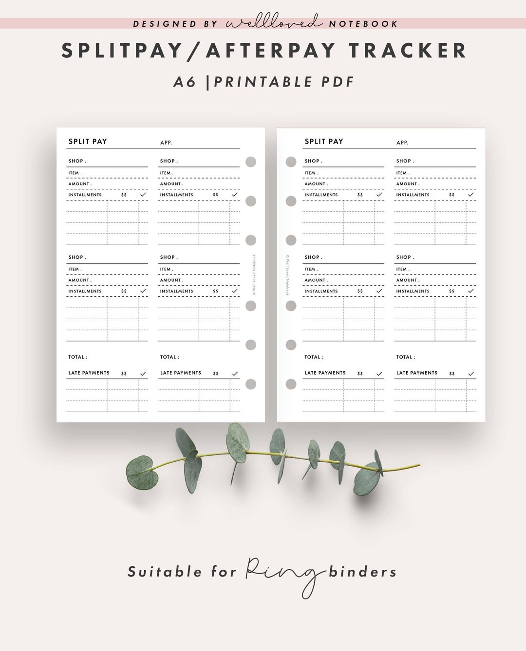 Shopping Installment Payment Tracker Afterpay Tracker - Etsy