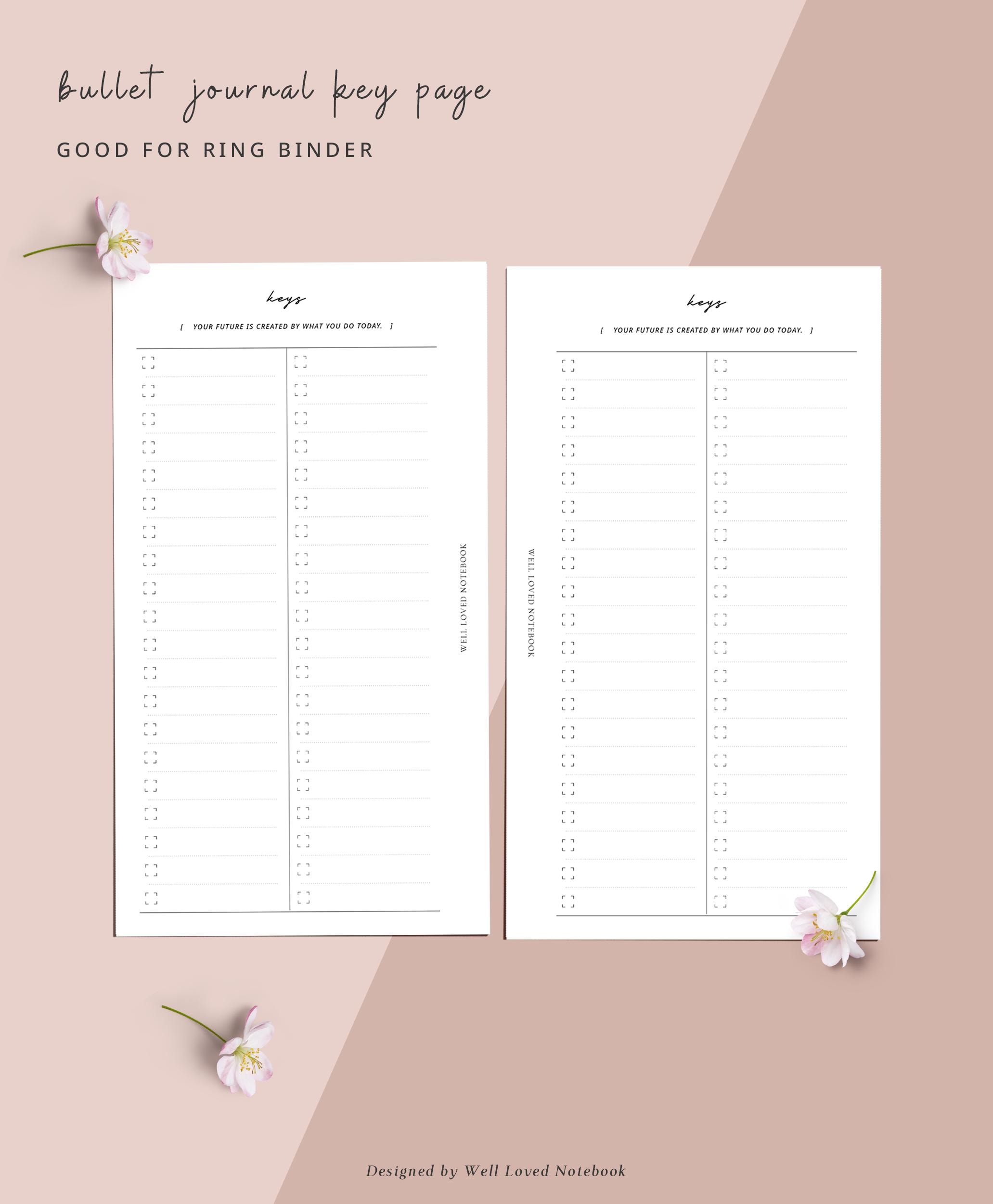 Personal - Bullet Journal Key Page Printable | Bujo Template for Ring ...