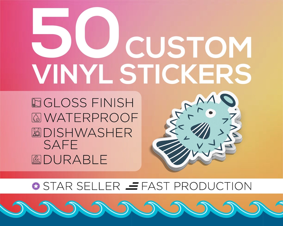 50 Custom Stickers Waterproof Vinyl Die Cut Stickers Logo Stickers Free ...