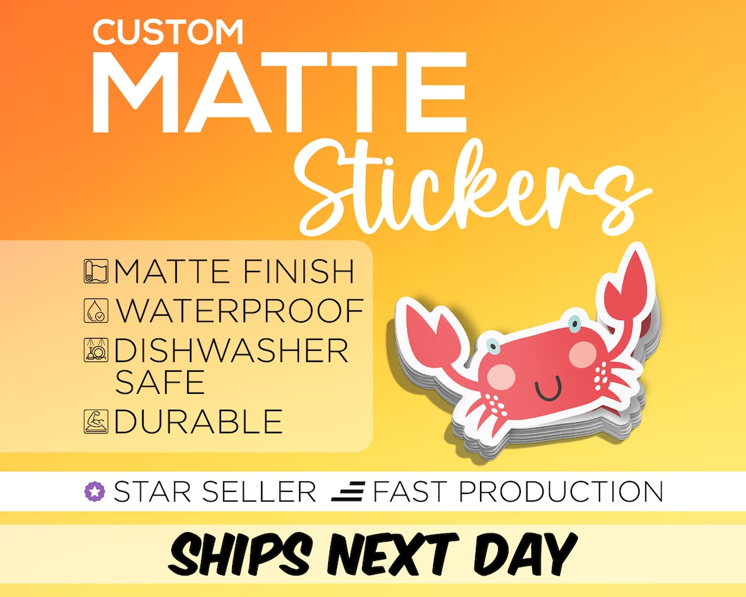 Custom Matte Stickers - Waterproof Vinyl Die Cut Stickers - Logo ...
