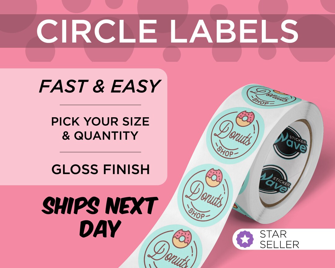 Labels on a Roll With Your Logo or Image Circle BOPP Stickers Choose ...
