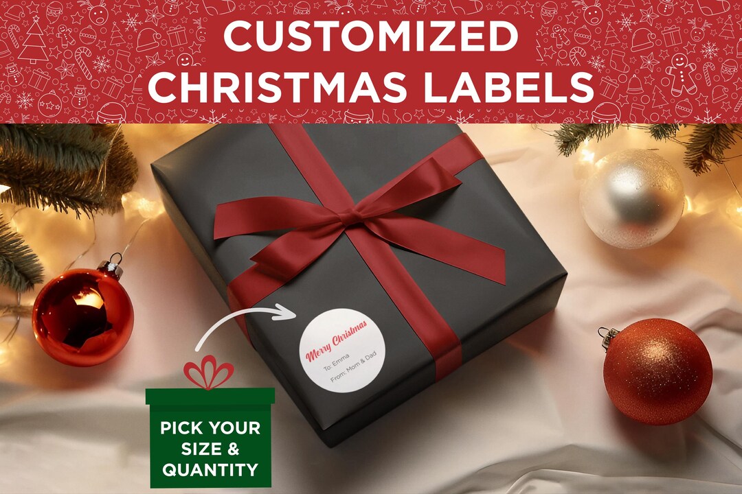 Merry Christmas Gift Labels | 50+ Stickers | Custom Printed Labels for ...