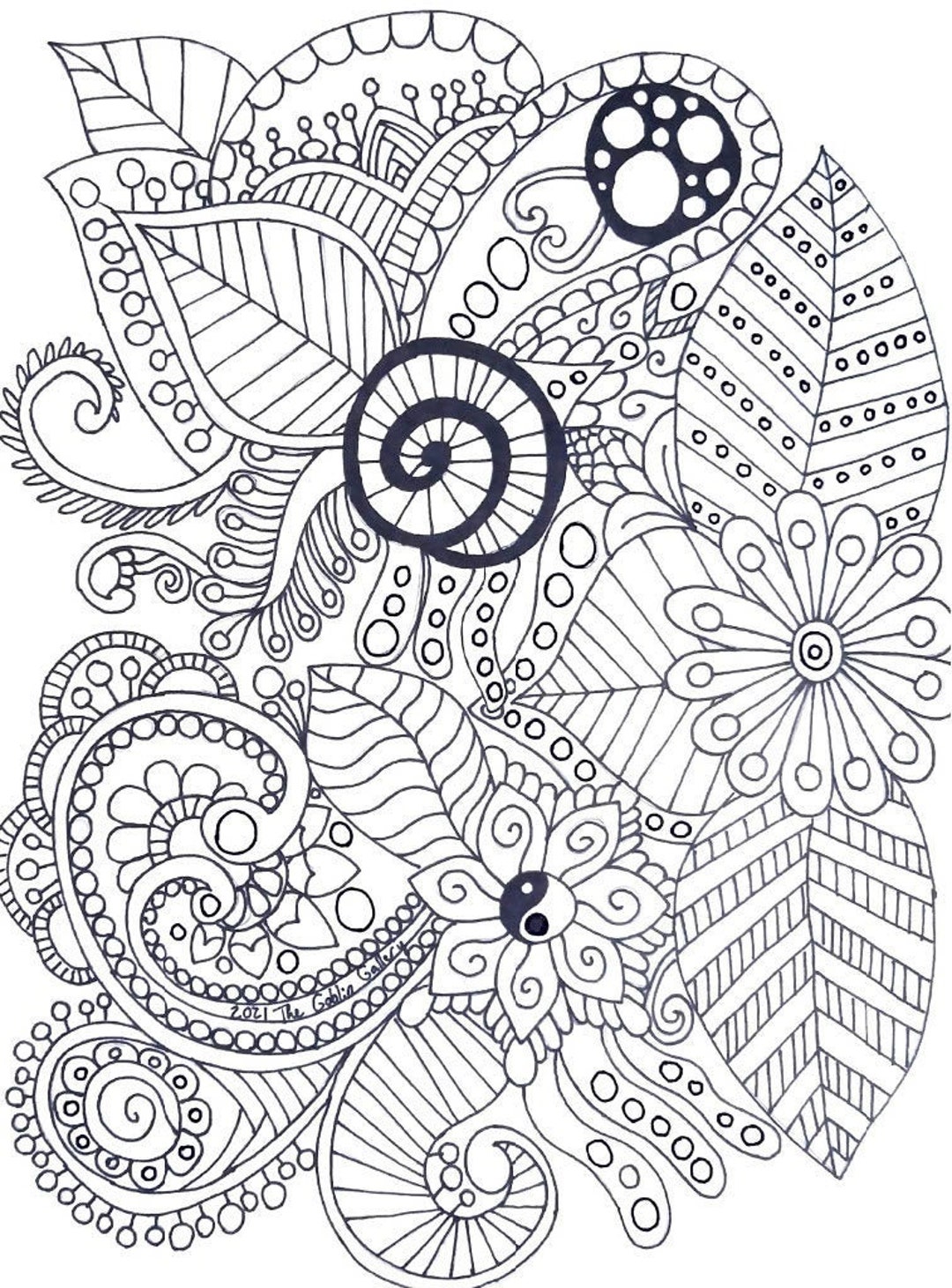 Zentangle Flower Coloring Page - Etsy