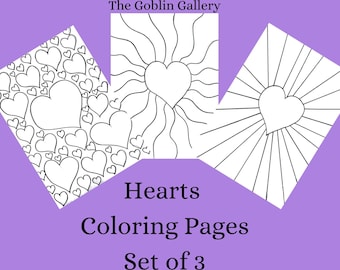 Hearts Coloring Page for Kids & Adults INSTANT DOWNLOAD - Etsy