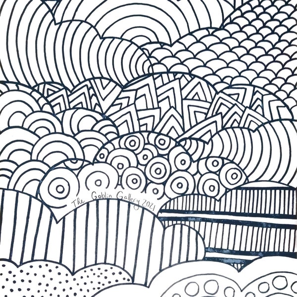 Zentangle Cloud Art - Etsy
