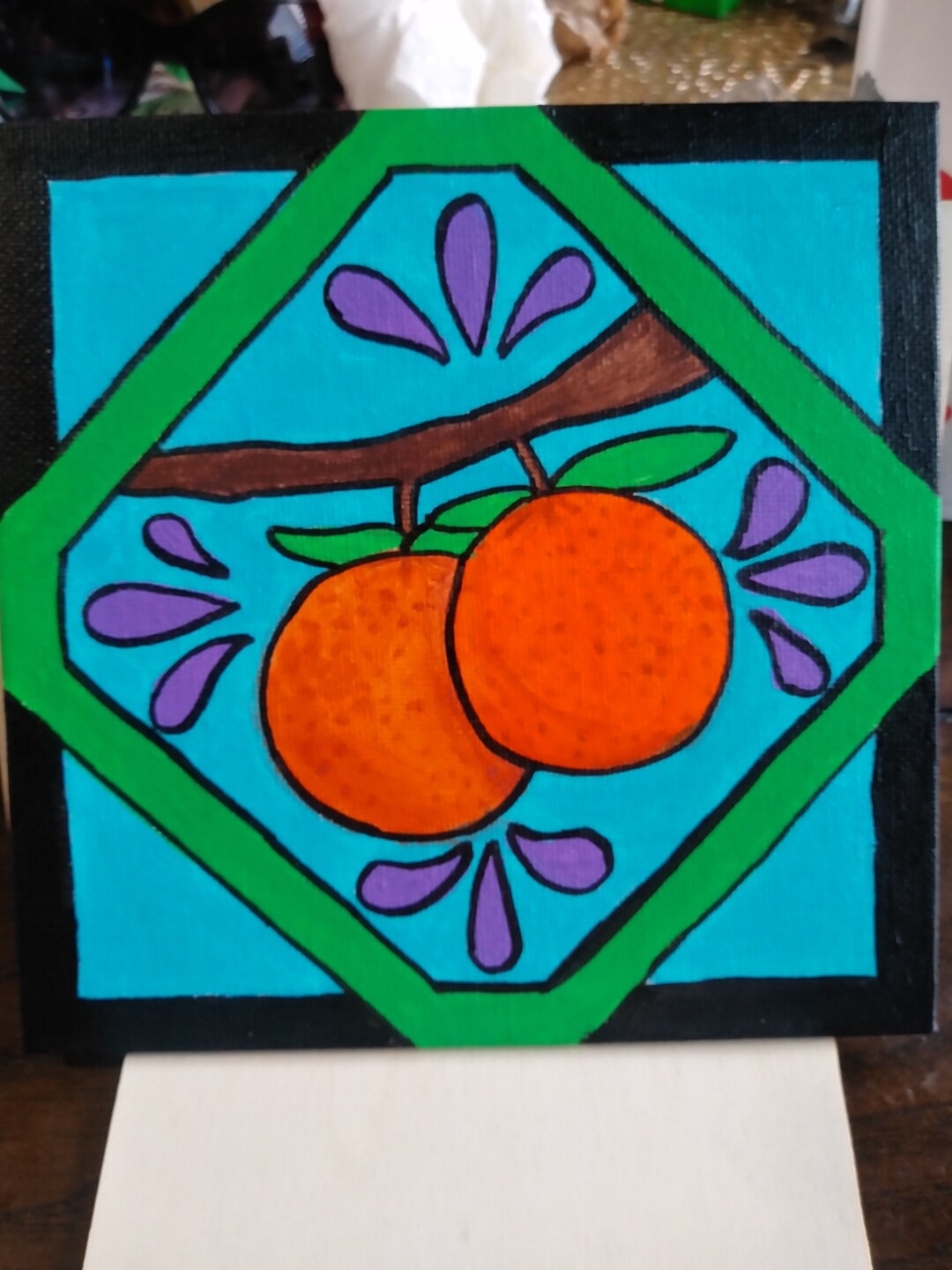 Orange Tile 6x6 Inch Acrylic Painting - Etsy