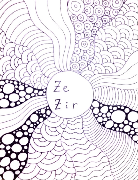 Ze/Zir Circle Pronouns Coloring Page | Etsy