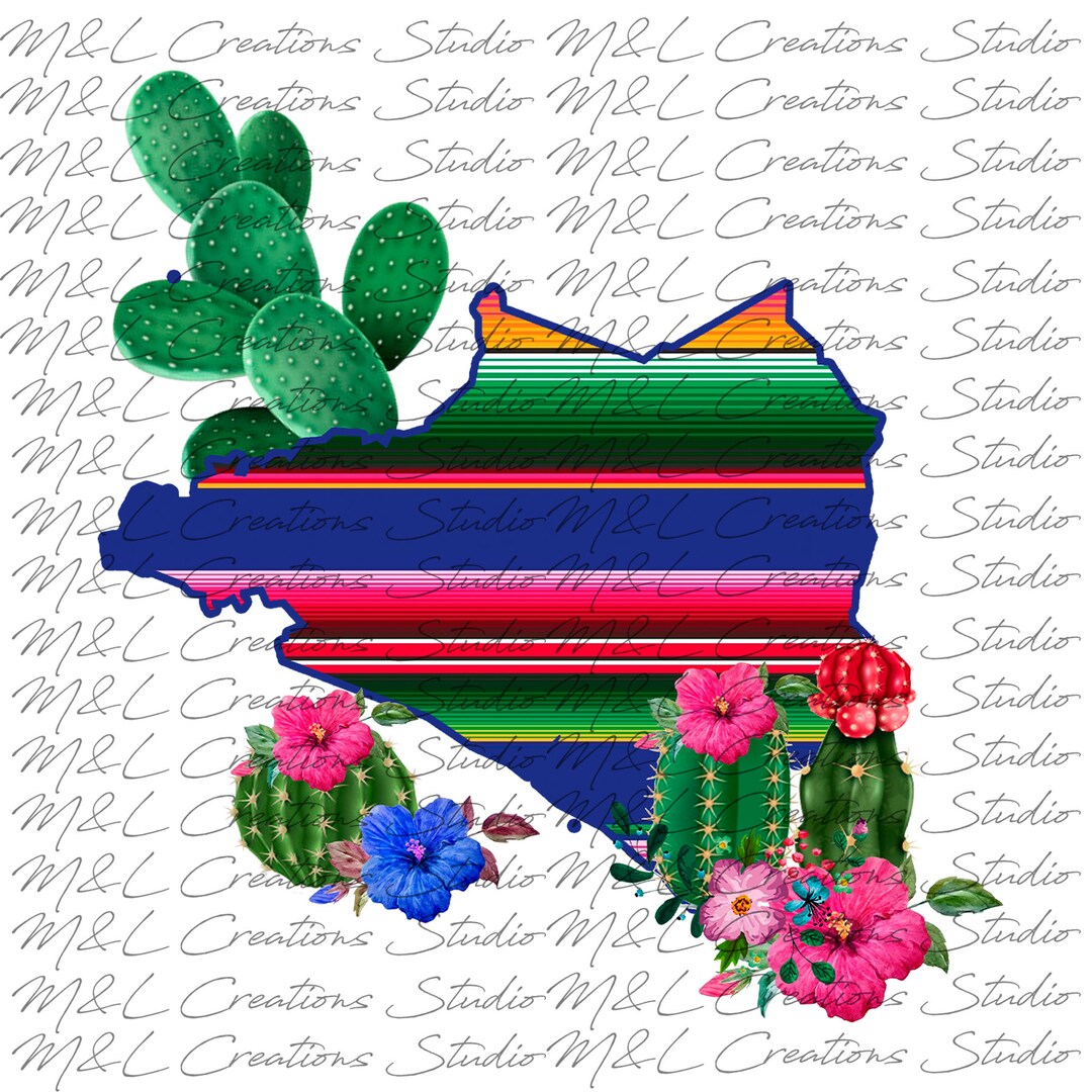 Colima Mexico Zarape Floral Cactus Nopales Design PNG / SUBLIMATION ...