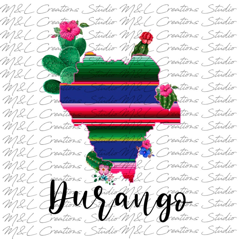 Durango, Mexico Zarape Floral Cactus Nopales Design PNG / SUBLIMATION ...
