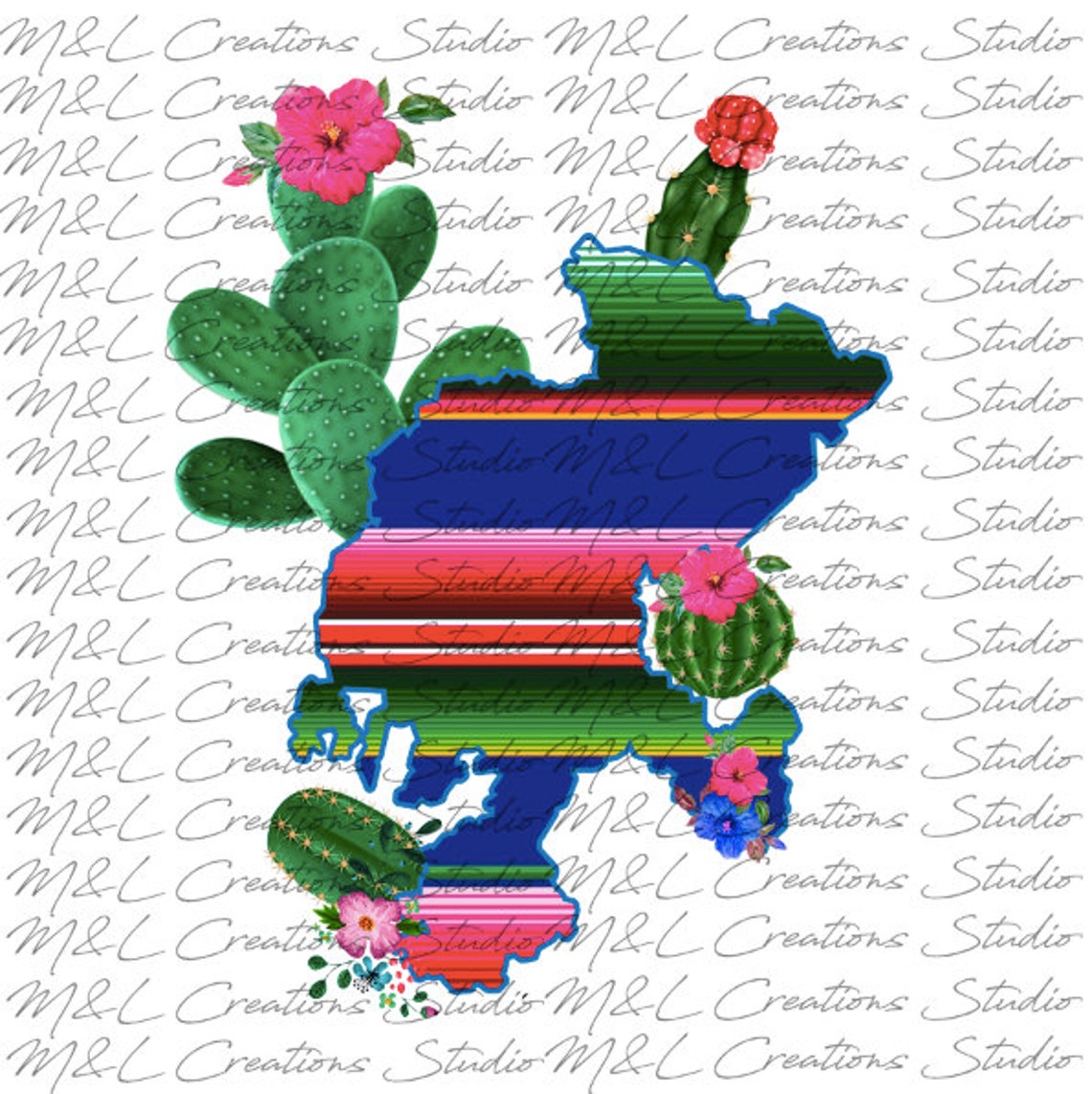 Zacatecas Mexico Zarape Floral Cactus Nopales Design PNG / SUBLIMATION ...