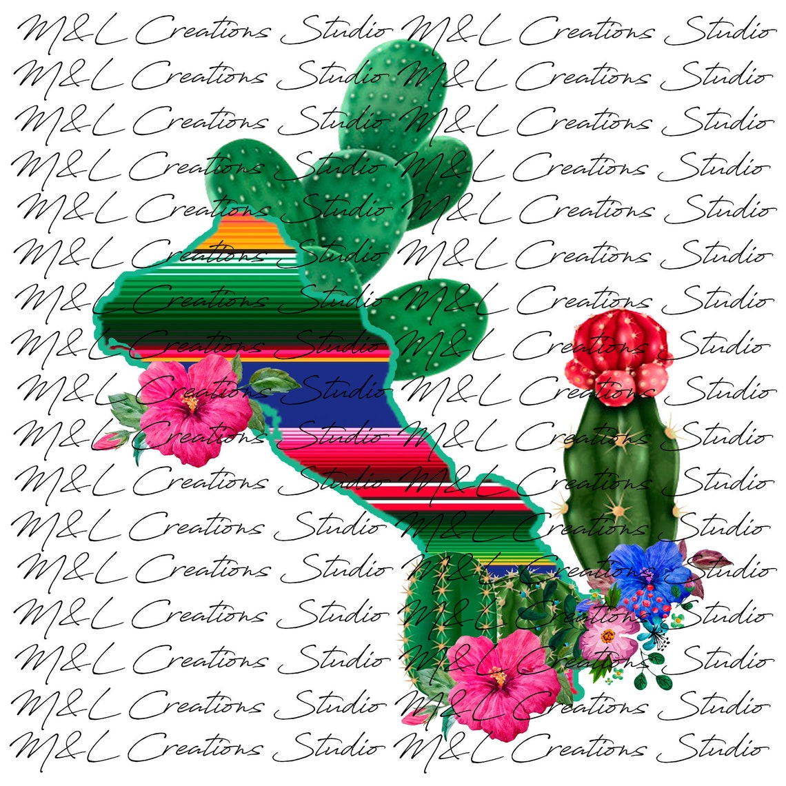 Sinaloa Mexico Zarape Floral Cactus Nopales Design PNG / SUBLIMATION ...