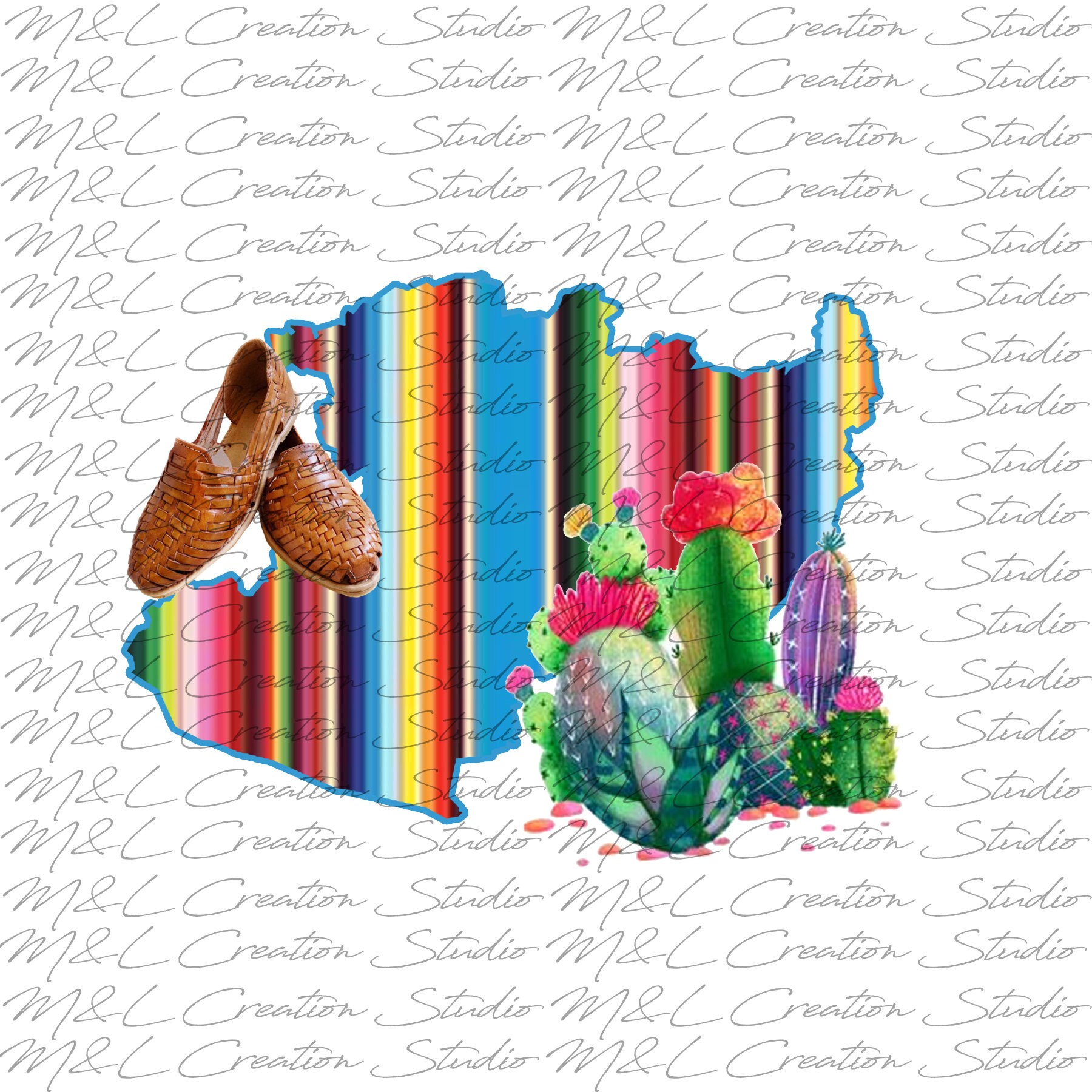 Michoacan Mexico Zarape Floral Cactus Nopales Huaraches Design | Etsy