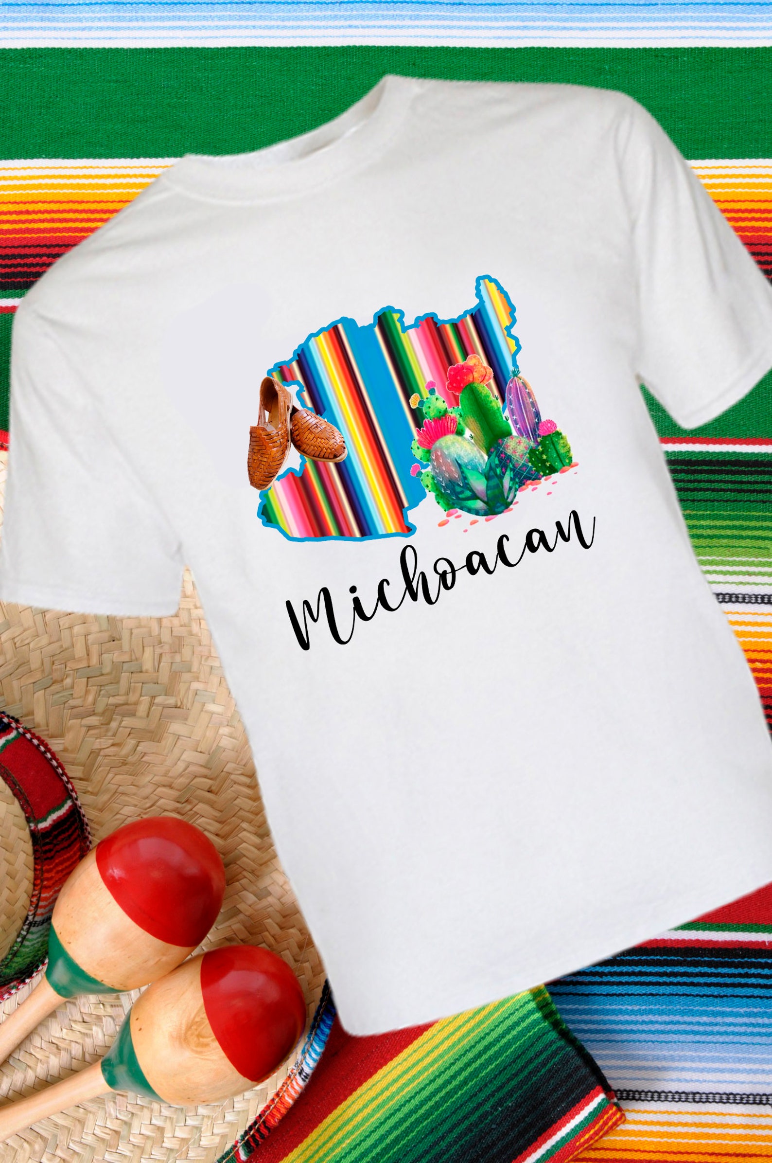 Michoacan Mexico Zarape Floral Cactus Nopales Huaraches Design - Etsy ...