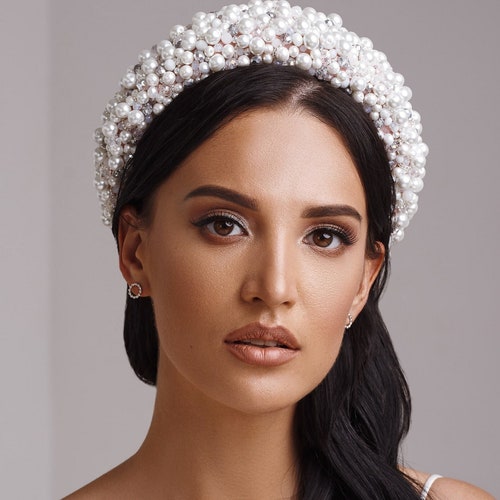 Wedding Headband Bridal Pearl Headband Beaded Head Piece Etsy