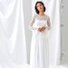 Open Back Lace Wedding Dress, Bridal Robe, Long Ivory Boudoir Dress for ...