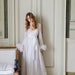 Ivory Boudoir Gown, Bride Robe With Feather Sleeves, Long Chiffon Dress ...