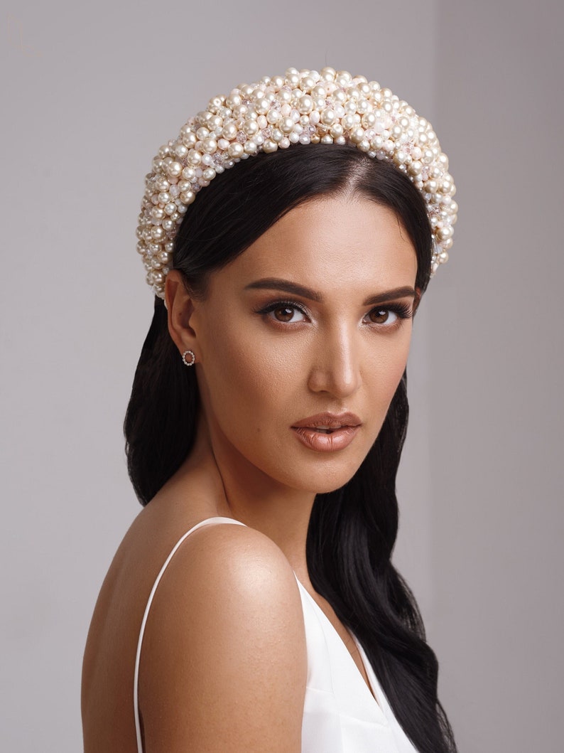 Wedding Headband Bridal Pearl Headband Beaded Head Piece Etsy