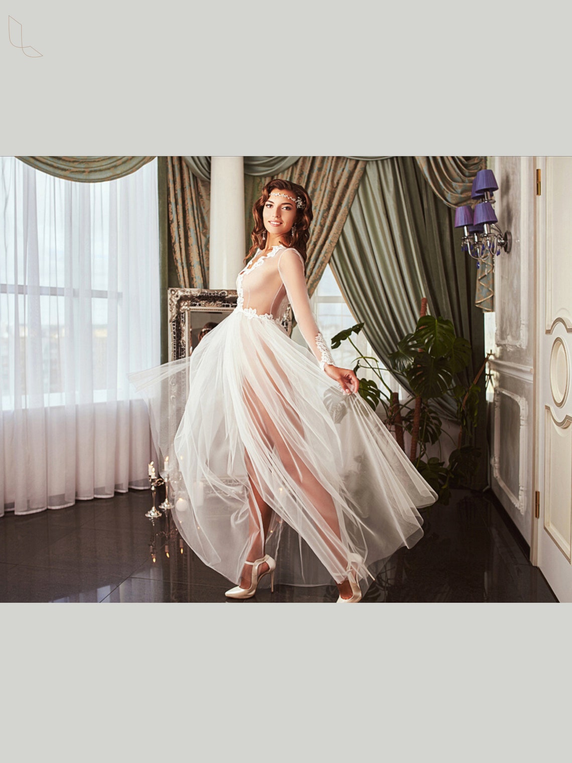 Long Ivory Boudoir Dress for Bride Ivory Bridal Robe Lace - Etsy