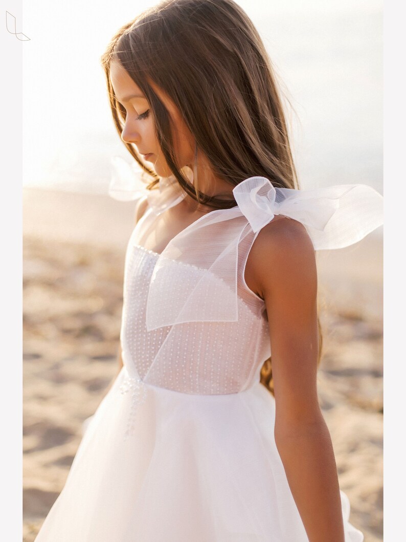 Lace Girls Dress White Boho Dress Tulle Dress Junior Etsy