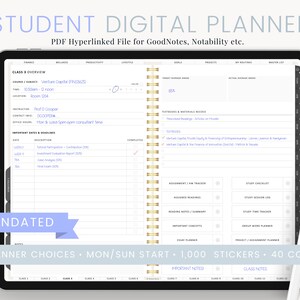 Digital Student Planner for College School UNDATED Academic - Etsy