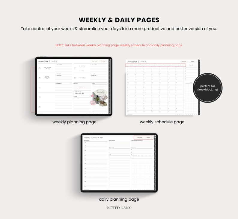 2024 Digital Planner, Horizontal Planner, 2024 Dated Planner ...