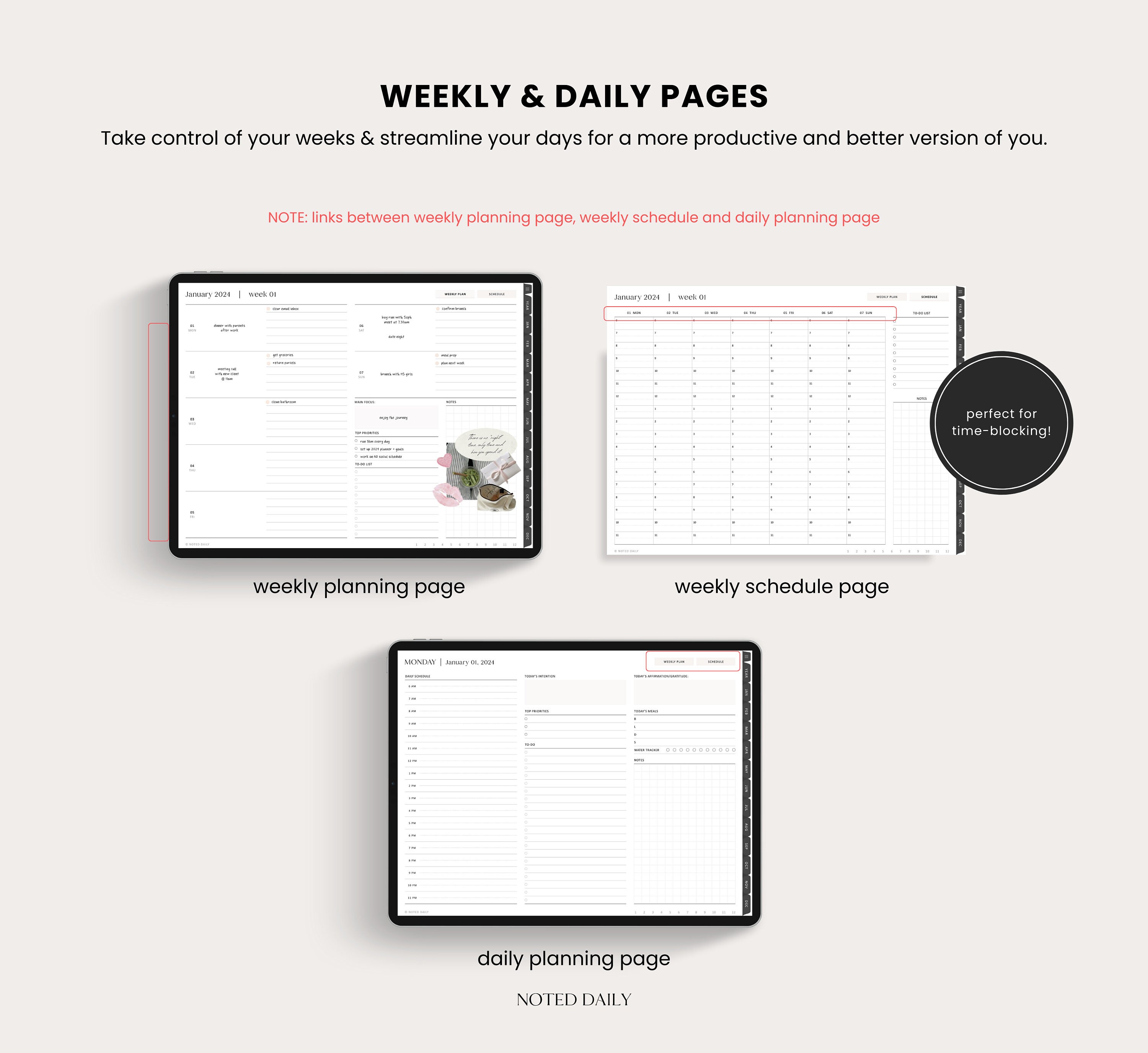 2024 Digital Planner, Horizontal Planner, 2024 Dated Planner ...