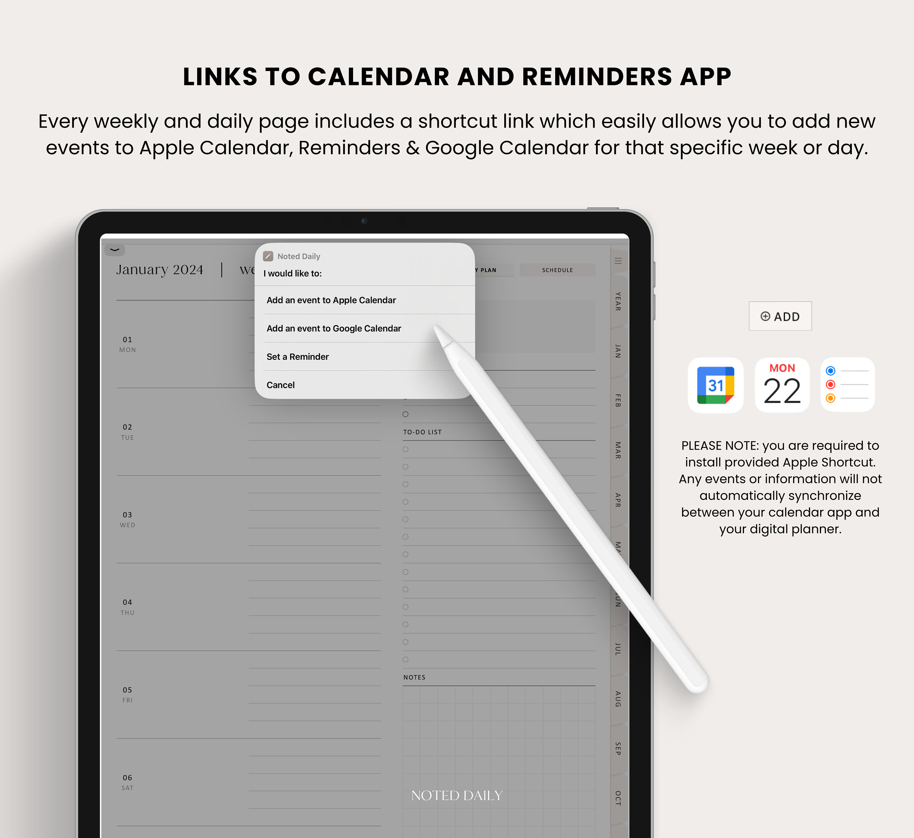 2024 Digital Planner, Horizontal Planner, 2024 Dated Planner ...