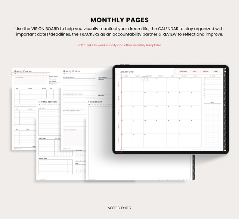 2024 Digital Planner, Horizontal Planner, 2024 Dated Planner ...