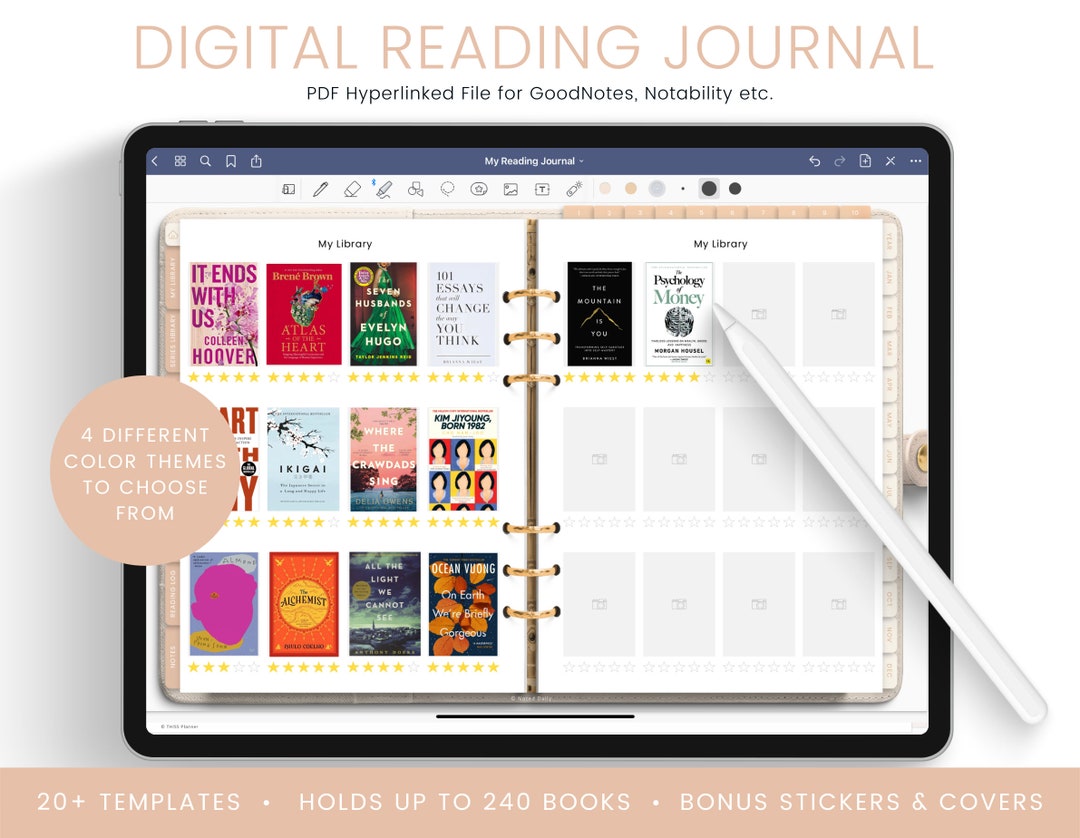 Digital Reading Journal Digital Reading Planner Book - Etsy