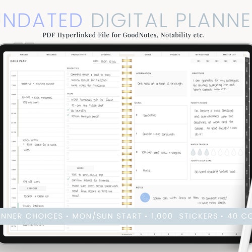Daily Productivity Digital Planner for Goodnotes Notability - Etsy