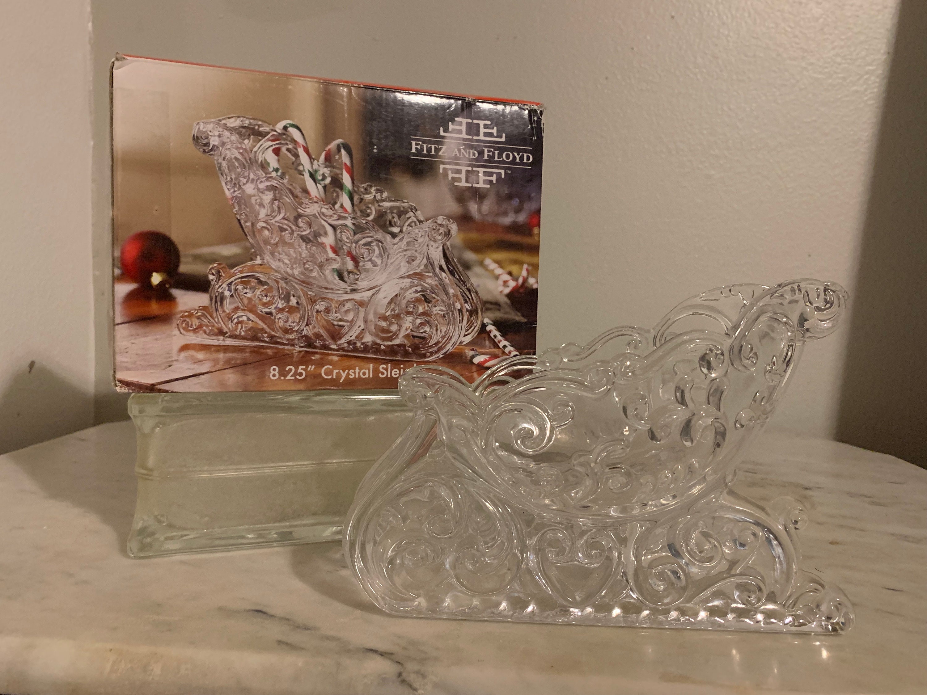 Fitz and Floyd Crystal Sleigh Candy Dish - Etsy
