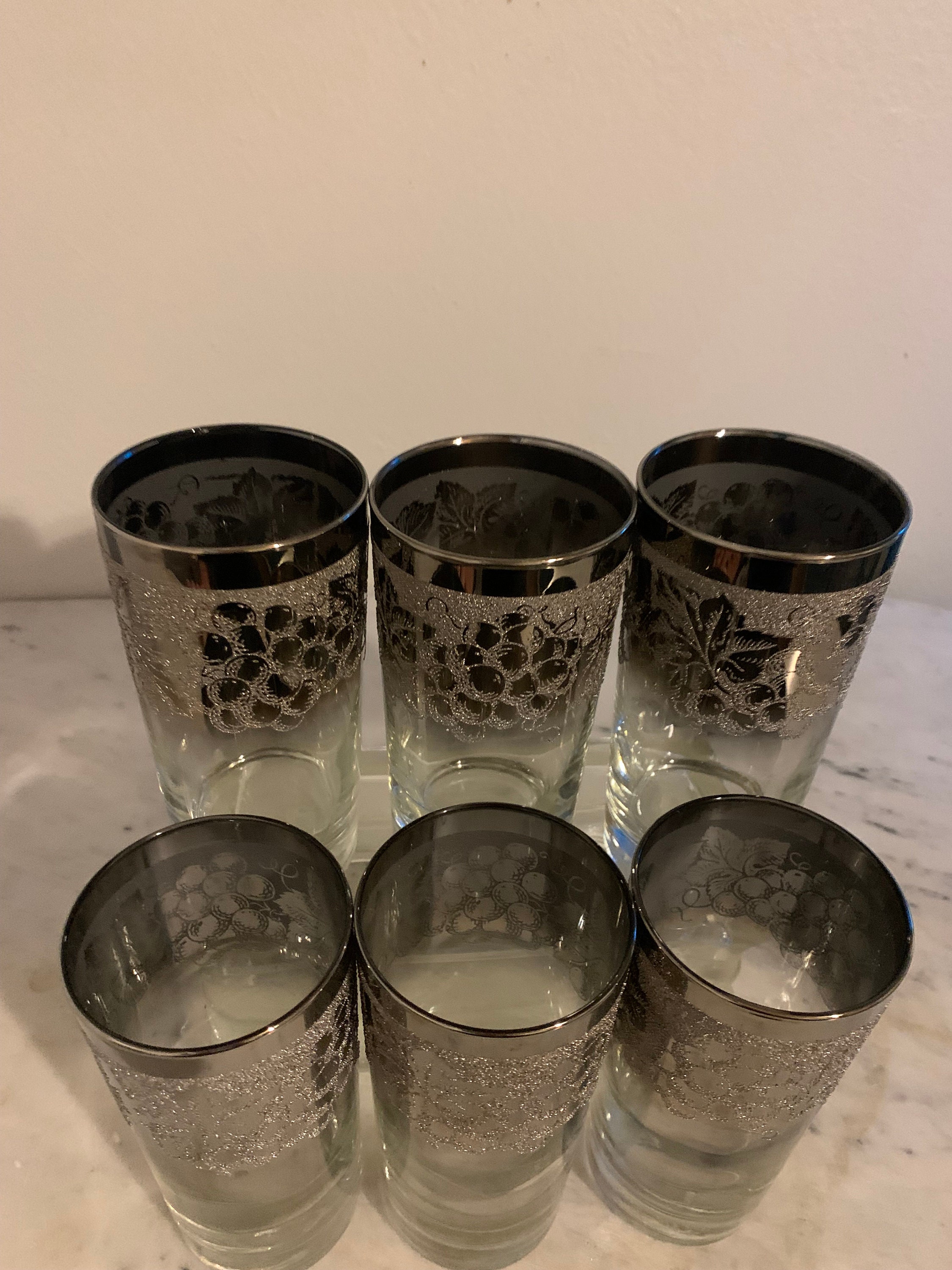 Queen’s Luster Silver Ombré Glassware - Etsy