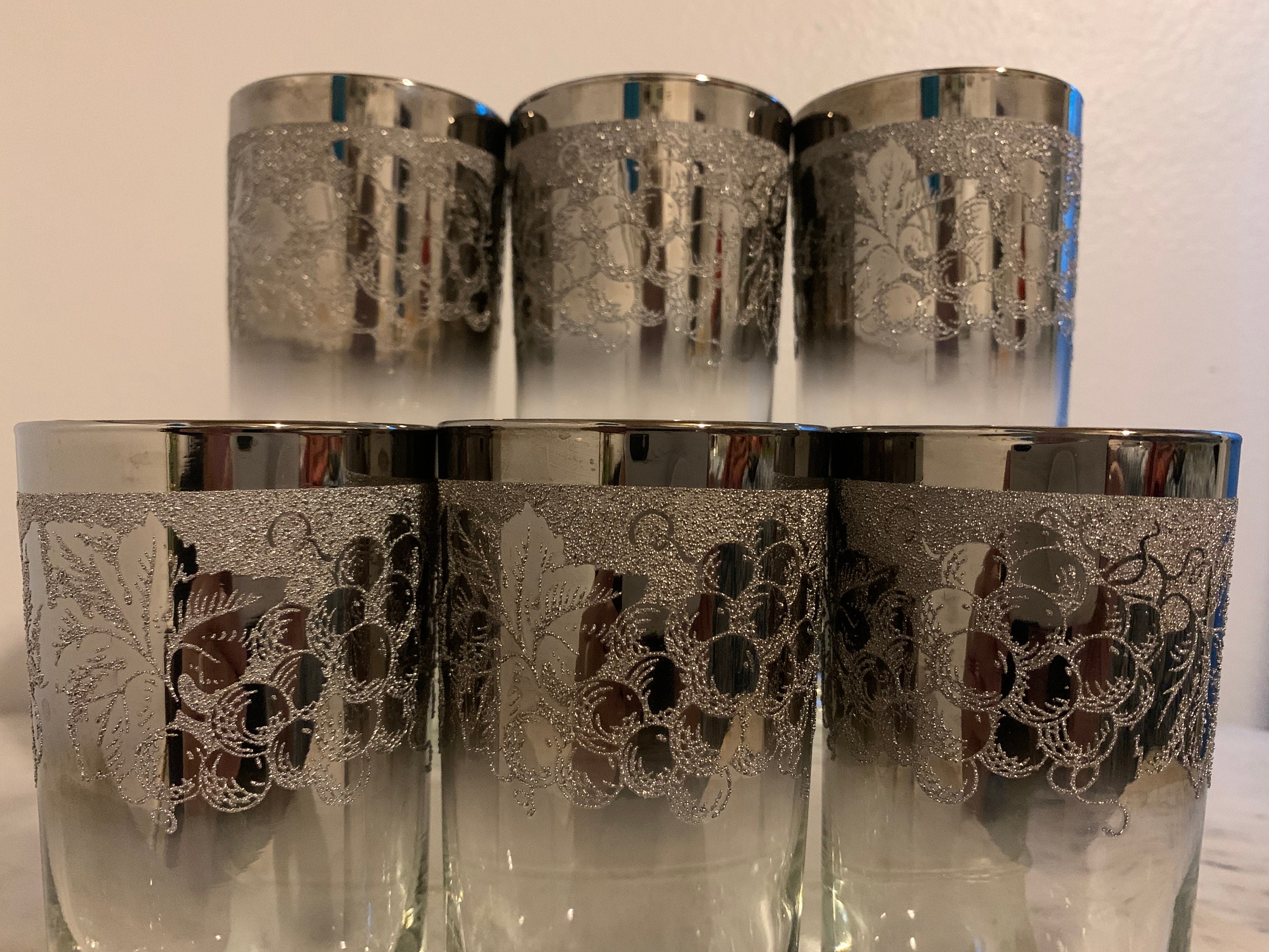 Queen’s Luster Silver Ombré Glassware - Etsy