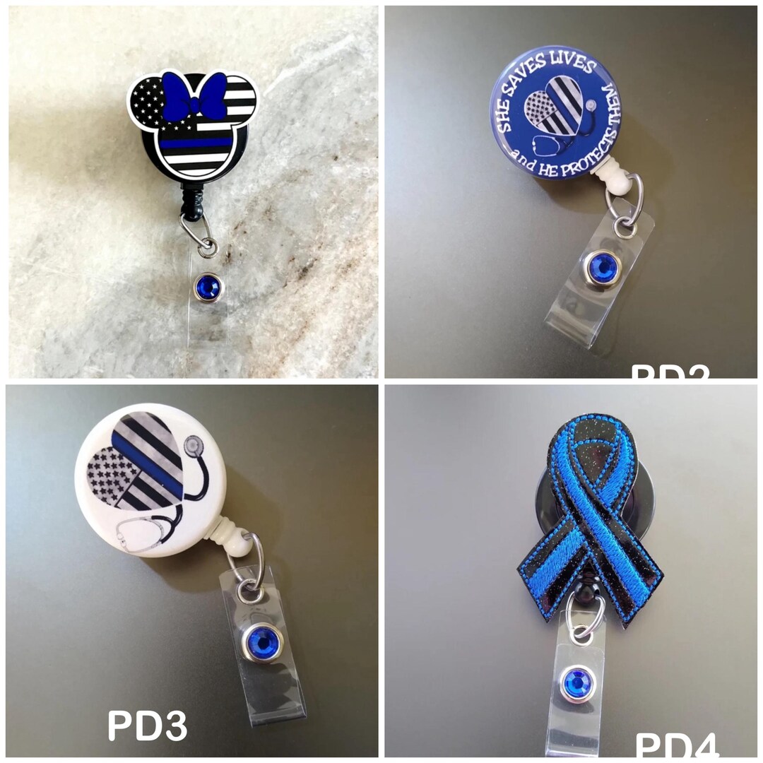 Thin Blue Line Police Retractable Badge Reels - Etsy