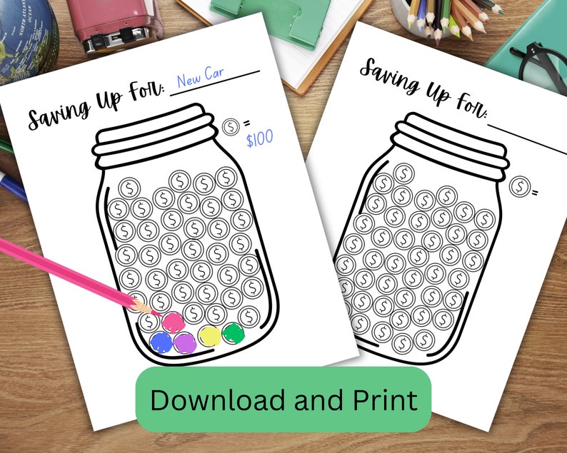 Savings Goal Coloring Page, Printable Savings Tracker, Financial ...