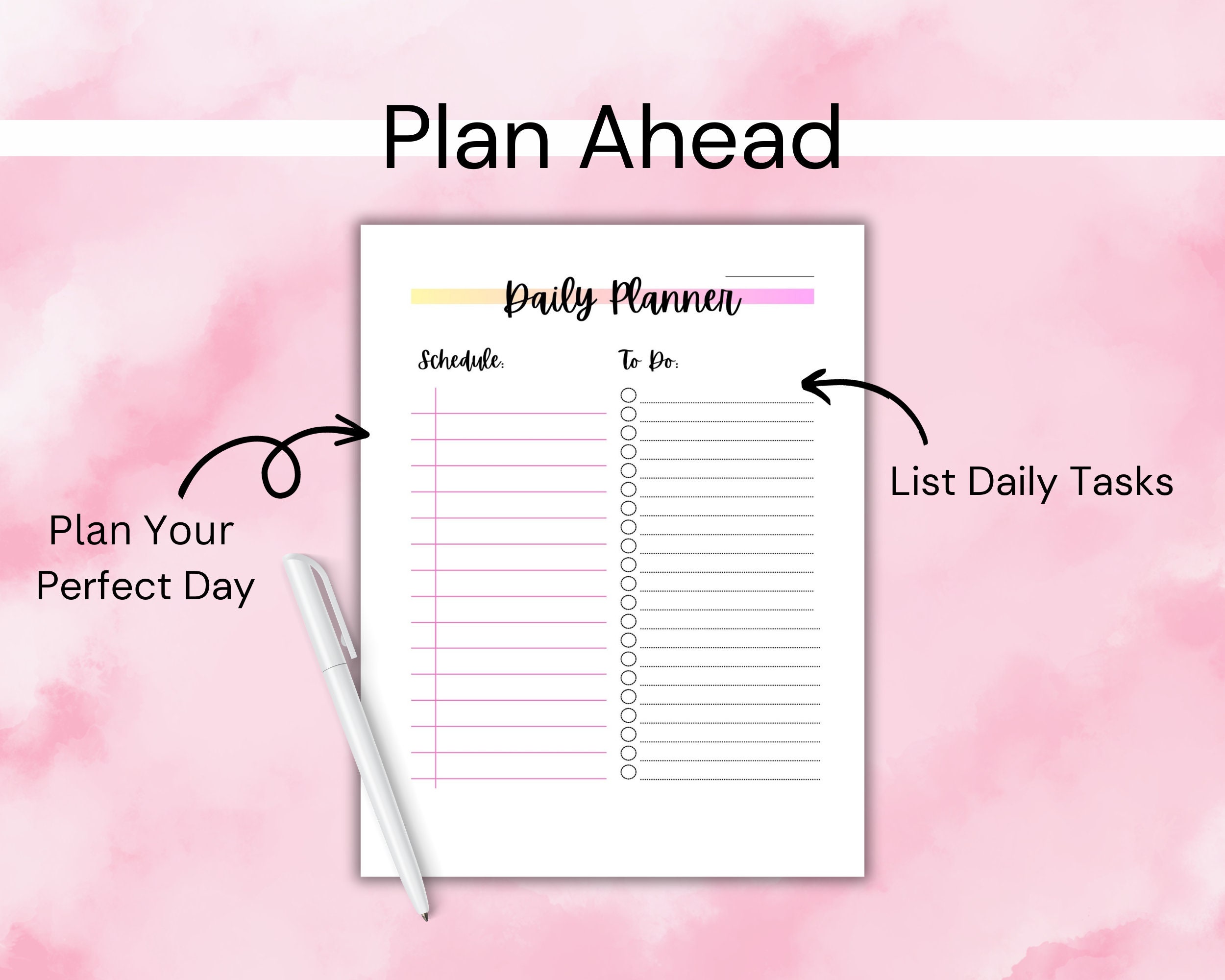 Printable Daily Planner, Daily to Do List for Work/home, Digital ...