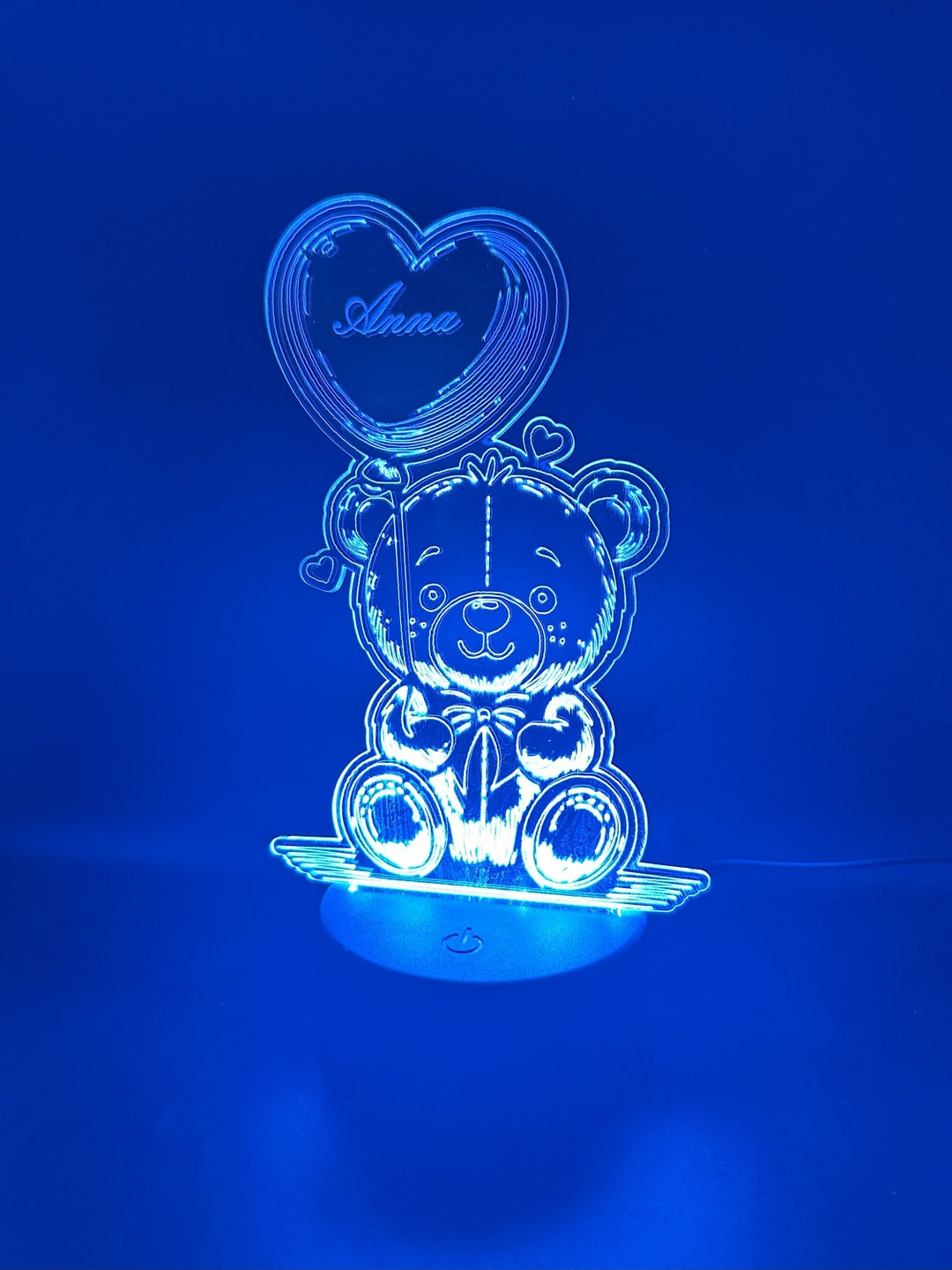 Personalized LED Teddy Bear Night Light - Acrylic Glow Toy (002) - Etsy