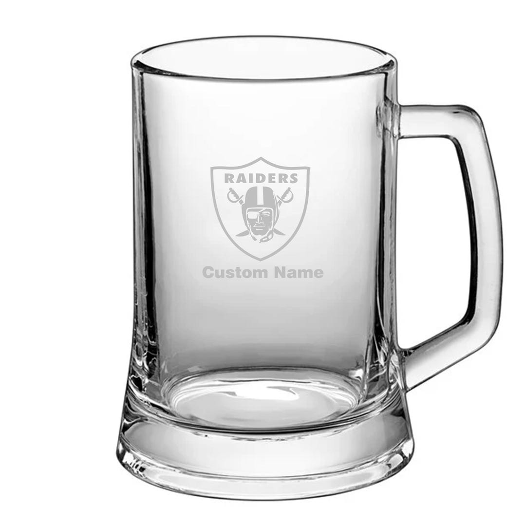Las Vegas Raiders Custom Engraved Beer Mug - Personalized Glass Mug ...