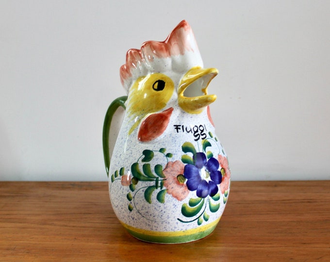 Hand Painted Ceramic Rooster Jug, Made in Italy | Fiuggi Italy, Chicken ...