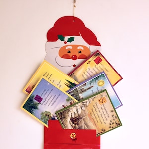 Retro Santa Cardboard Christmas Card Holder Vintage Christmas ...
