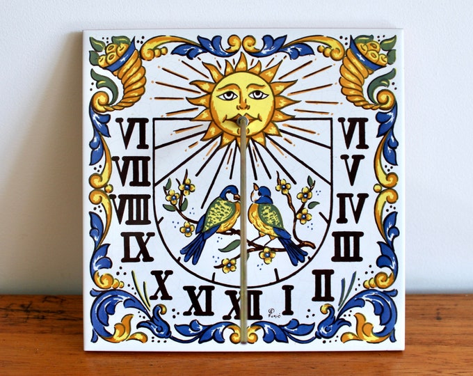 Retro Sun Dial Tile, Spanish Retro Celestial Sun, Astrology Calendar ...